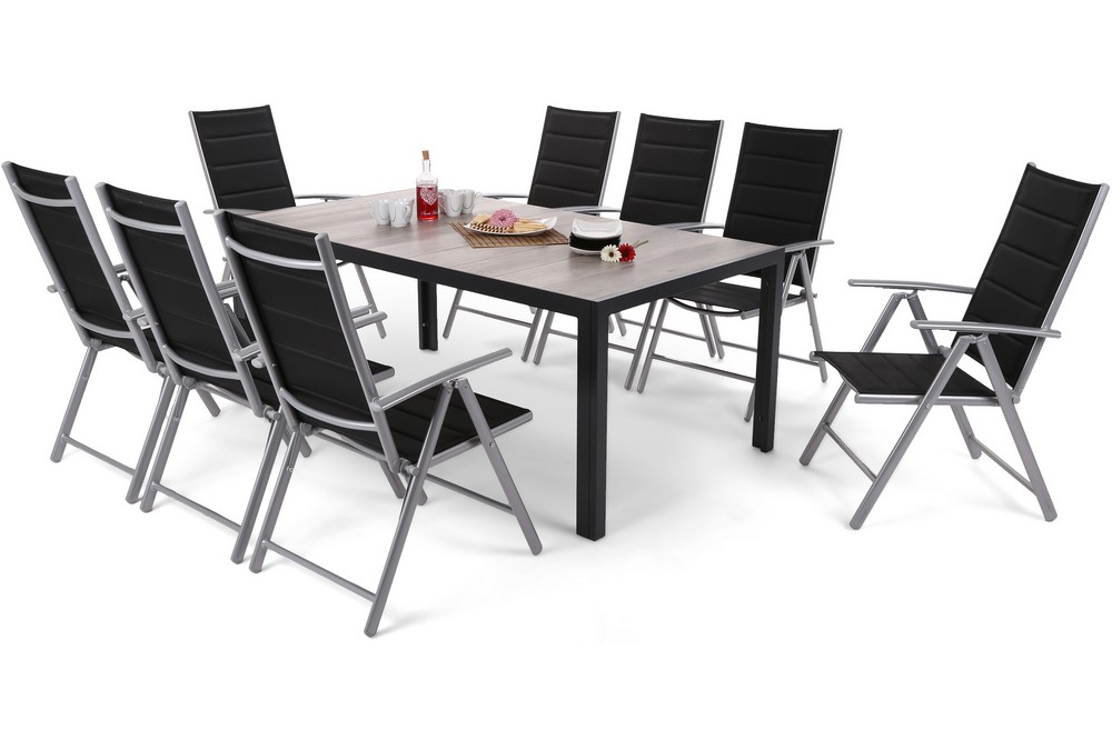 Matgrupp Capri 185 cm - svart/grå, inkl. 8 positionsstolar - 8795 kr ...