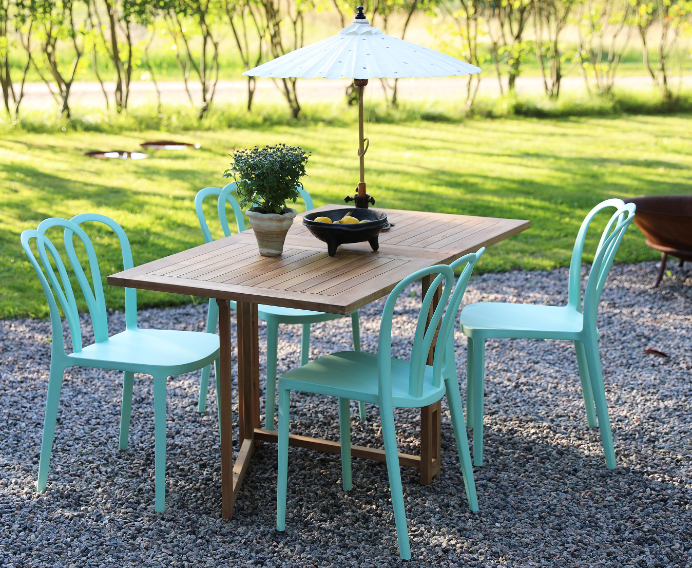 Matgrupp Saltö teak: Slagbord i teak inklusive 4 st Bally stolar - 5990 ...