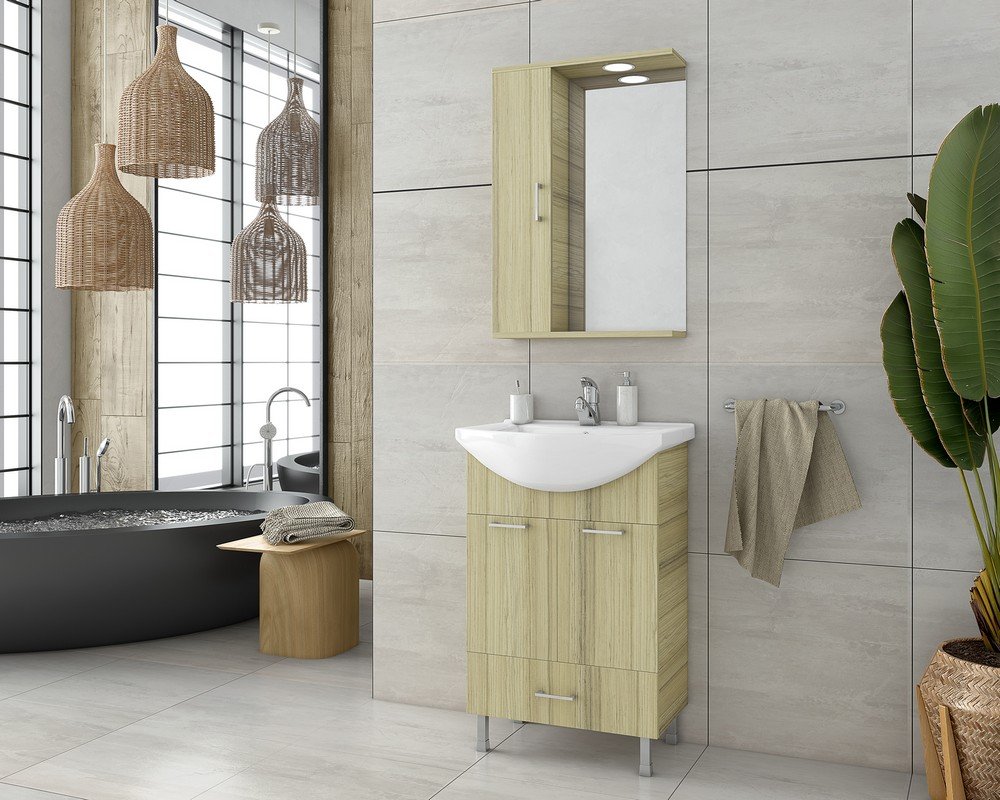 Badrumsmöbler Ritmo 55 - Natural Oak med spegelskåp - 4695 kr ...